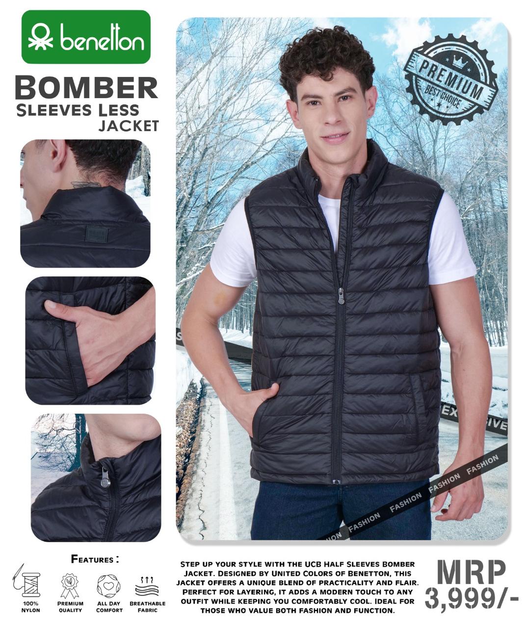 UCB Black Bomber Sleeves Less Jacket – Pine Labs